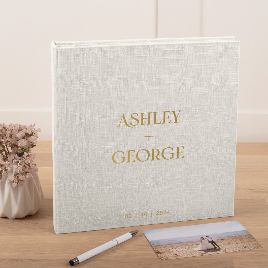 Wedding Photo Album Large Size Personalized Scrapbook Linen Self ...