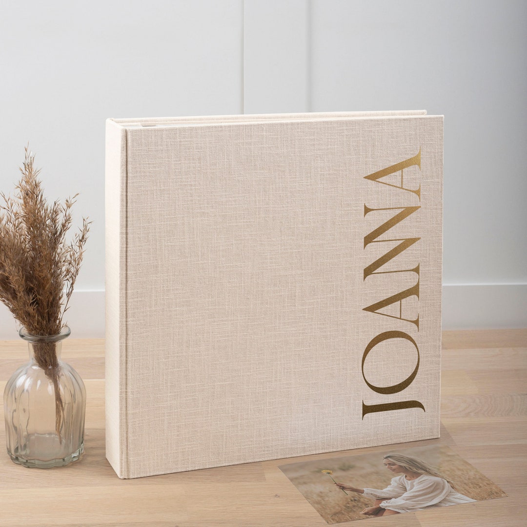 Self-adhesive Photo Album | Personalized Linen Scrapbook | Extra Large ...
