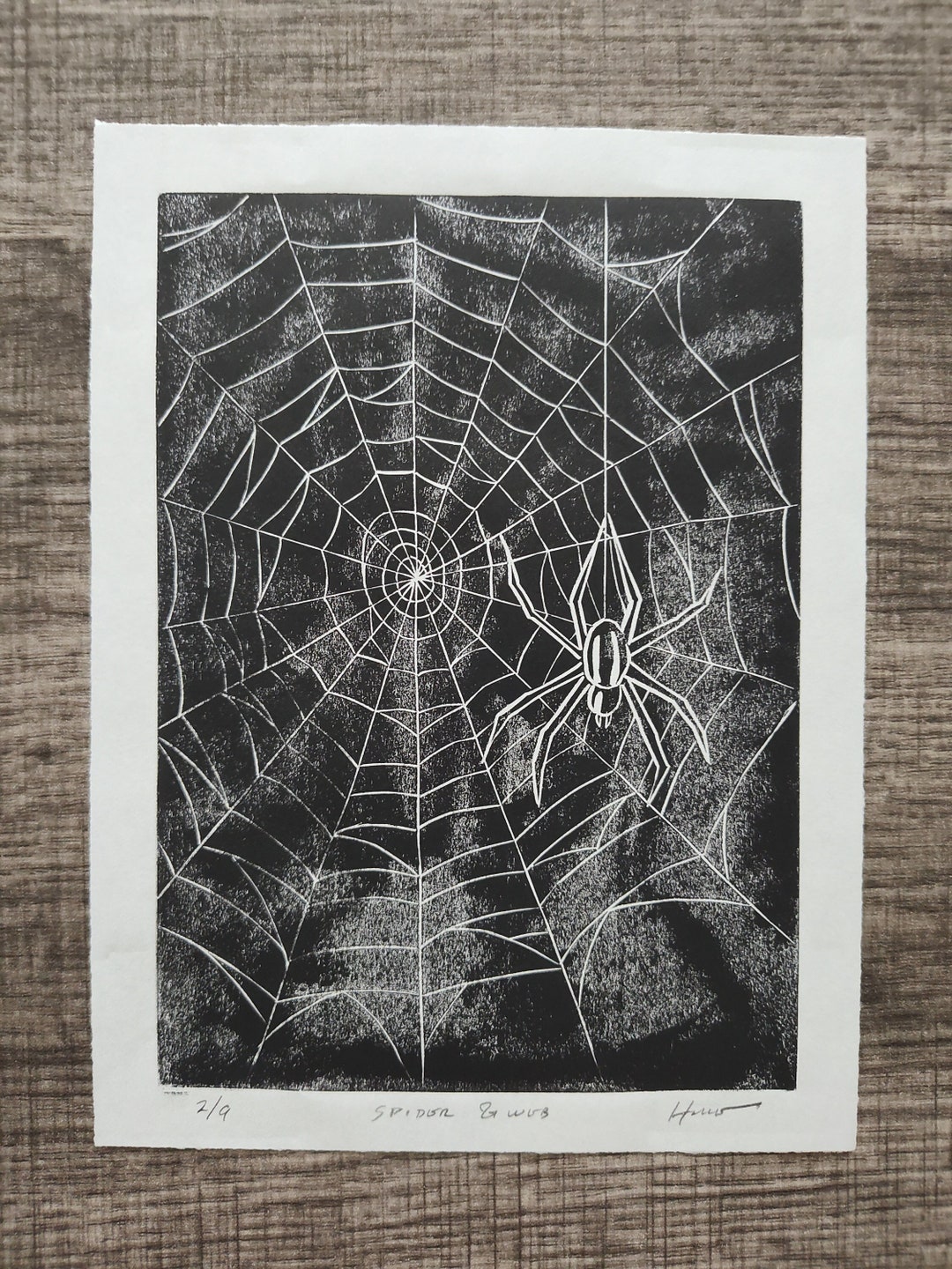 Spider & Web Linocut Print - Etsy