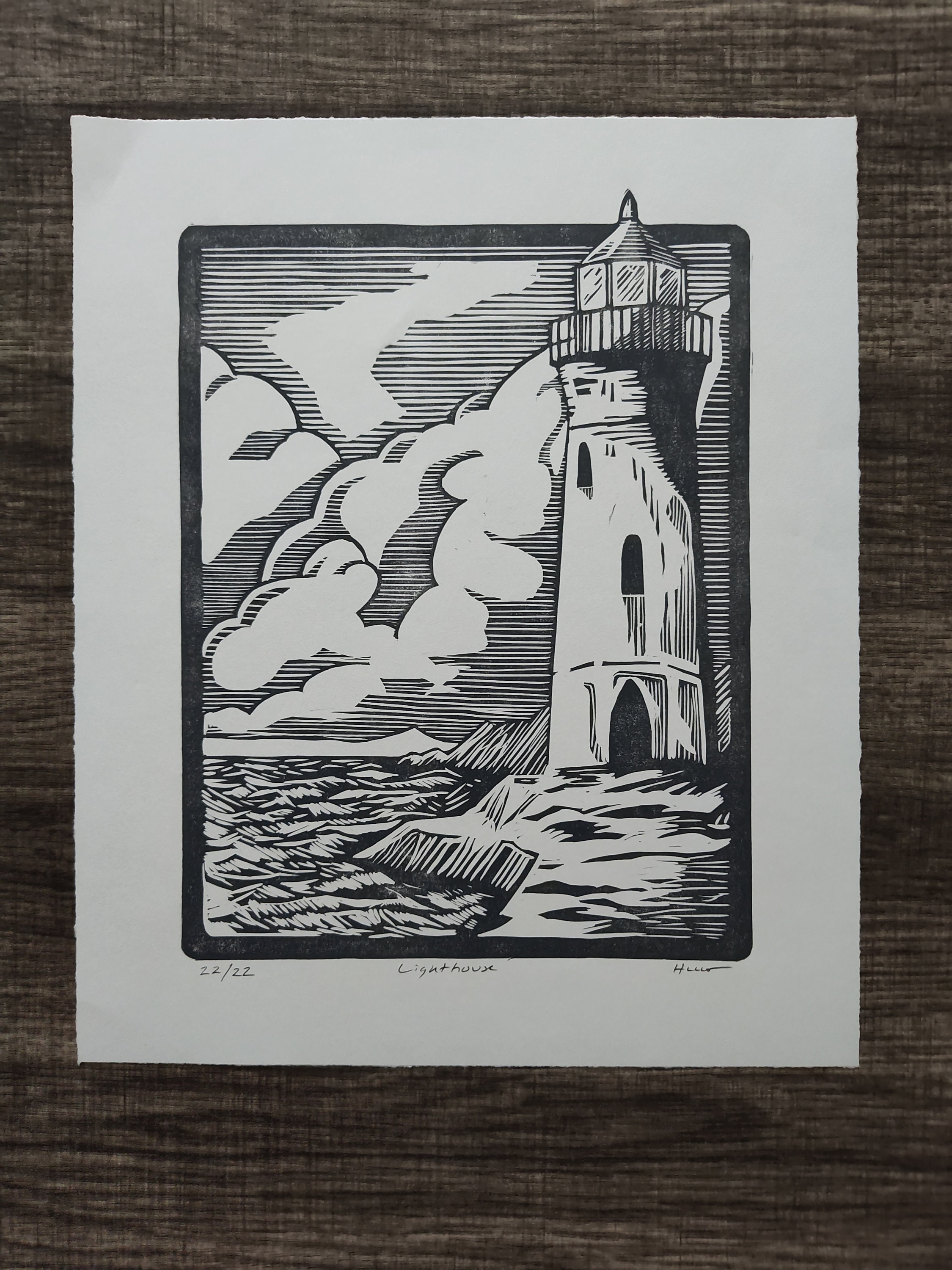 Lighthouse Linocut Print - Etsy