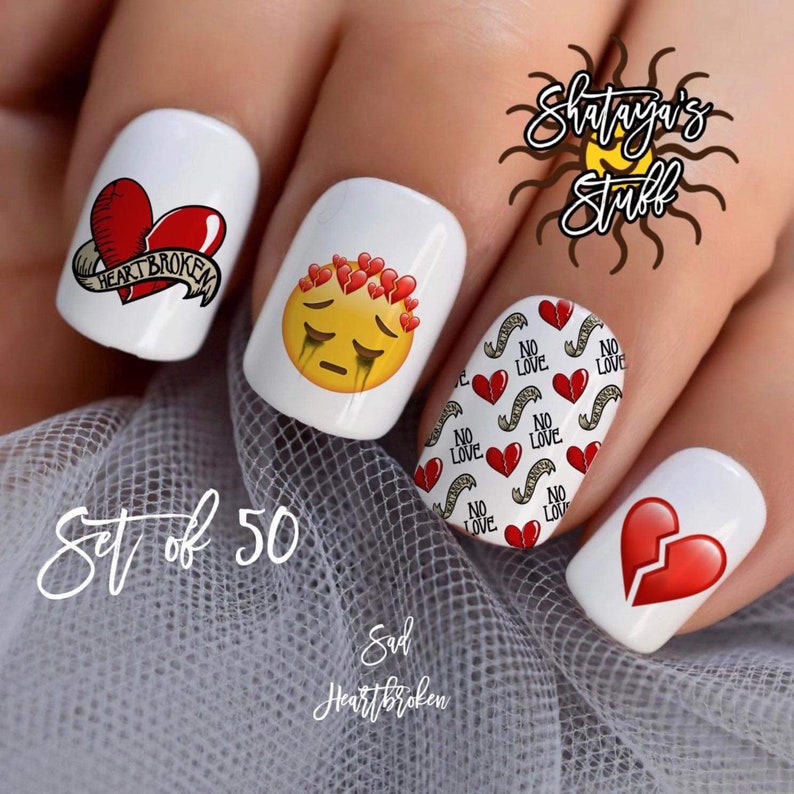 Sad Set of 50 Waterslide Nail Art Decals - Etsy