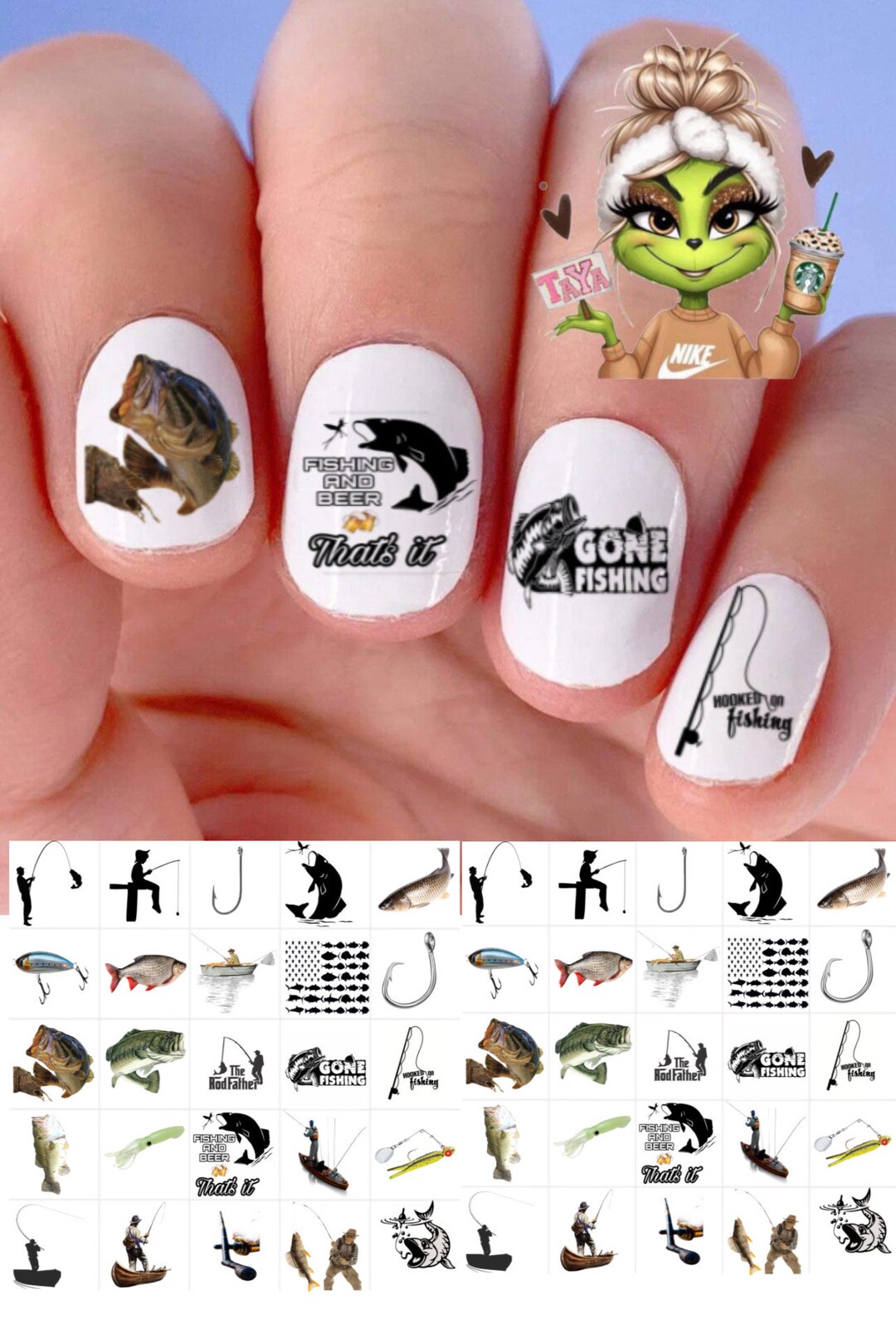 Fishing Set of 50 Waterslide Nail Art Decals - Etsy