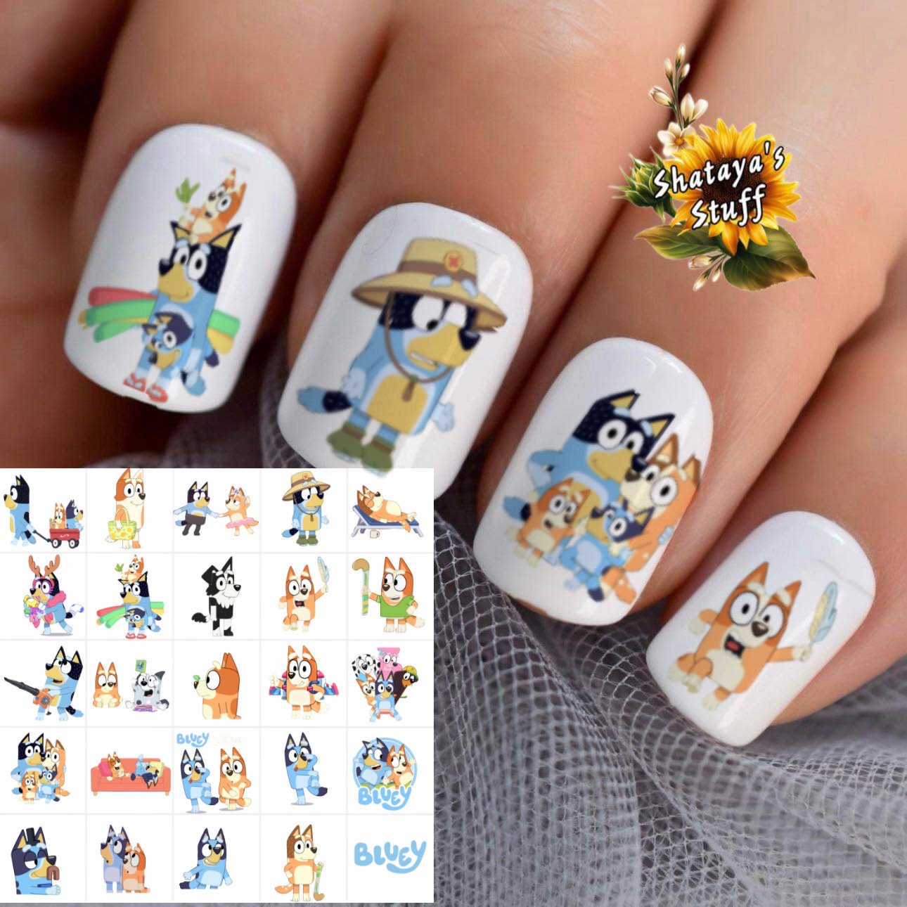 Bluey Set of 50 Waterslide Nail Art Decals - Etsy Australia