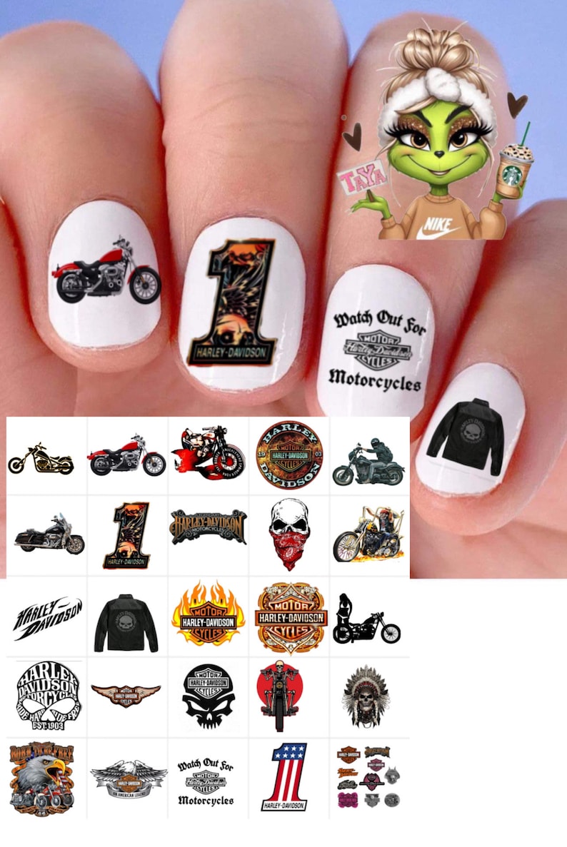 Harley Set of 50 Waterslide Nail Art Decals - Etsy