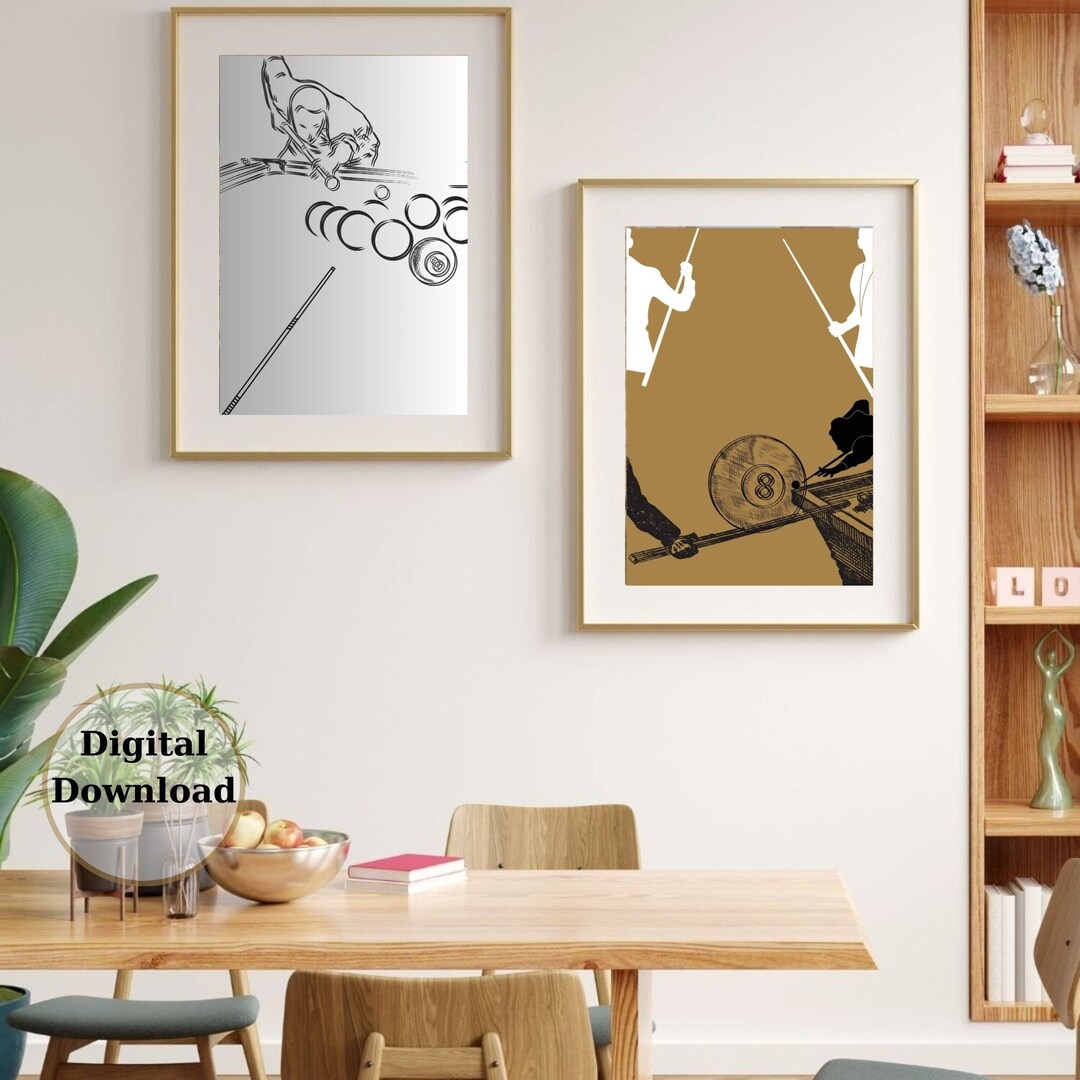 Billiard Wall Art – Set of 2 Digital Prints | Billiards Posters for ...