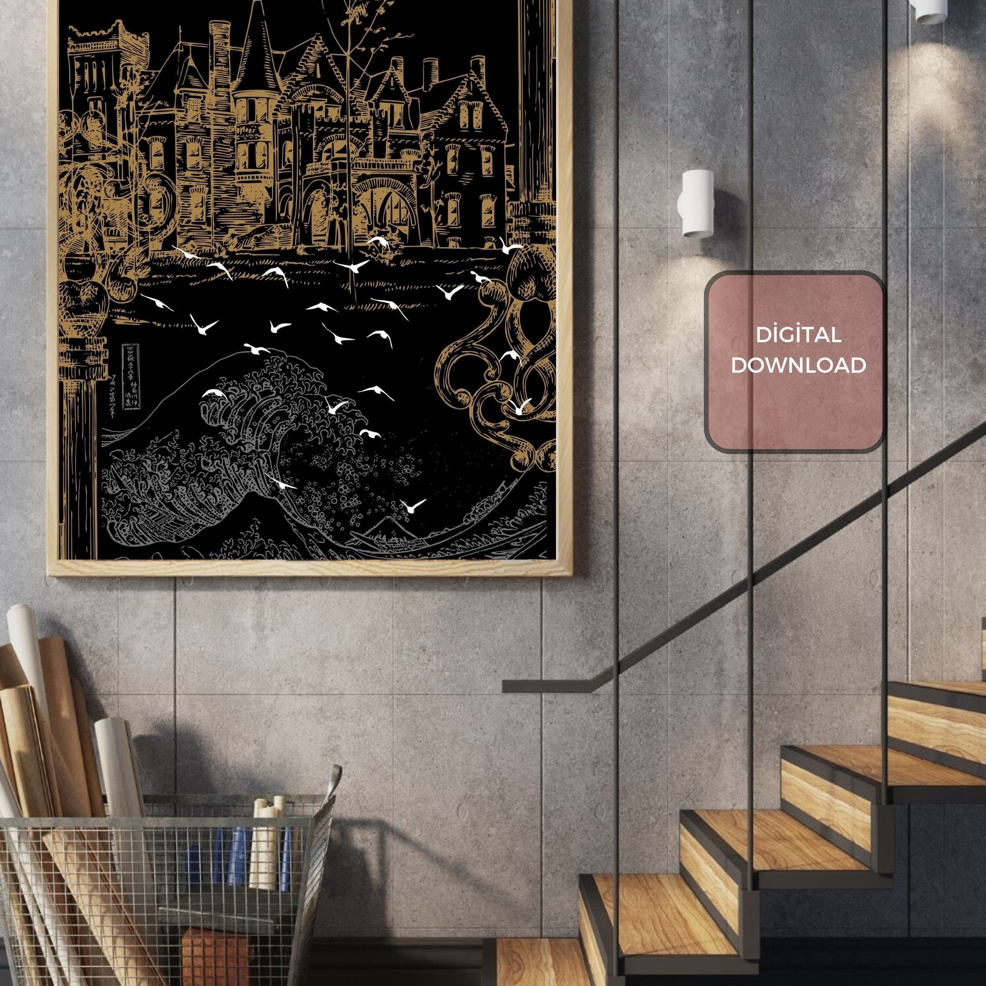 Printable Castle Wall Artprintable Medieval Castlewhimsical - Etsy