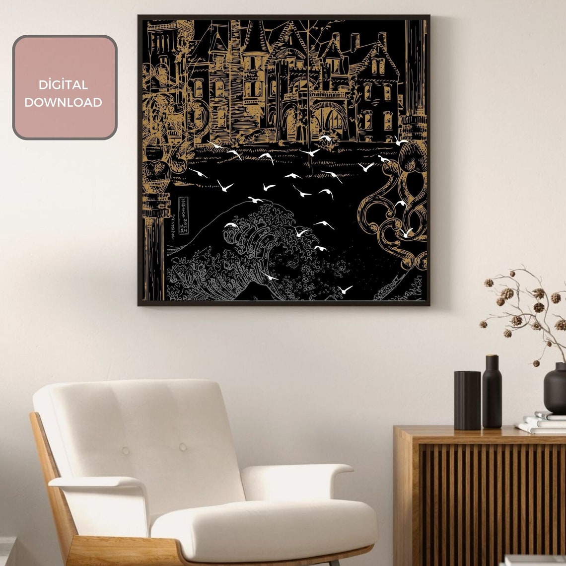 Printable Castle Wall Artprintable Medieval Castlewhimsical - Etsy