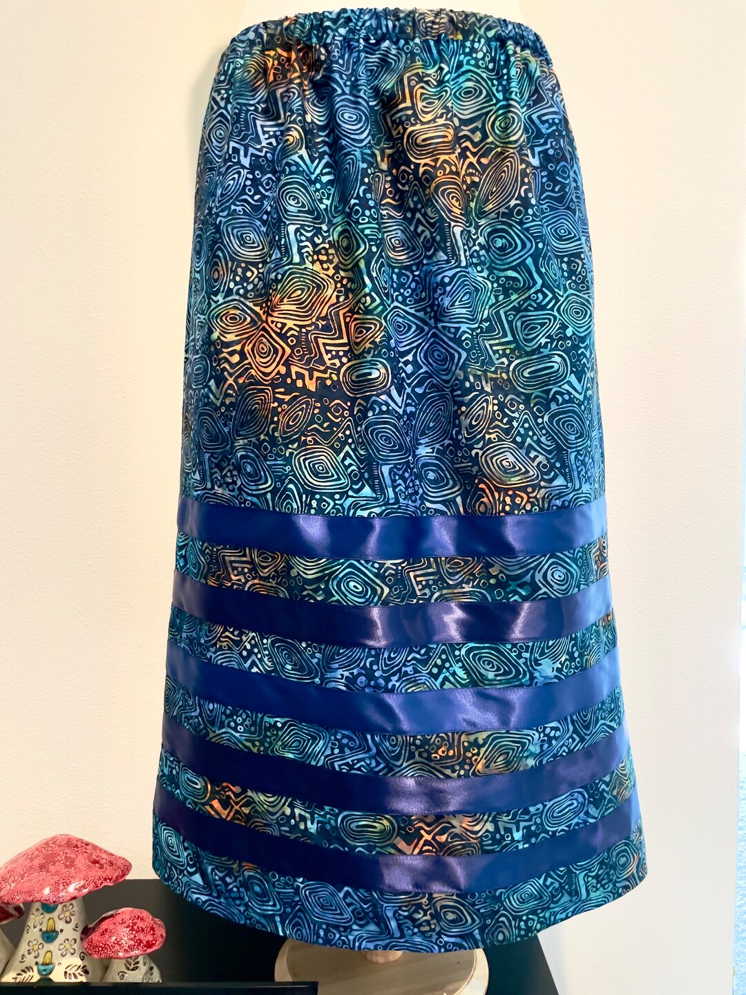 Sky Dancer Batik Spiral Design Blue Ribbon Skirt by Snow Lizard - Etsy