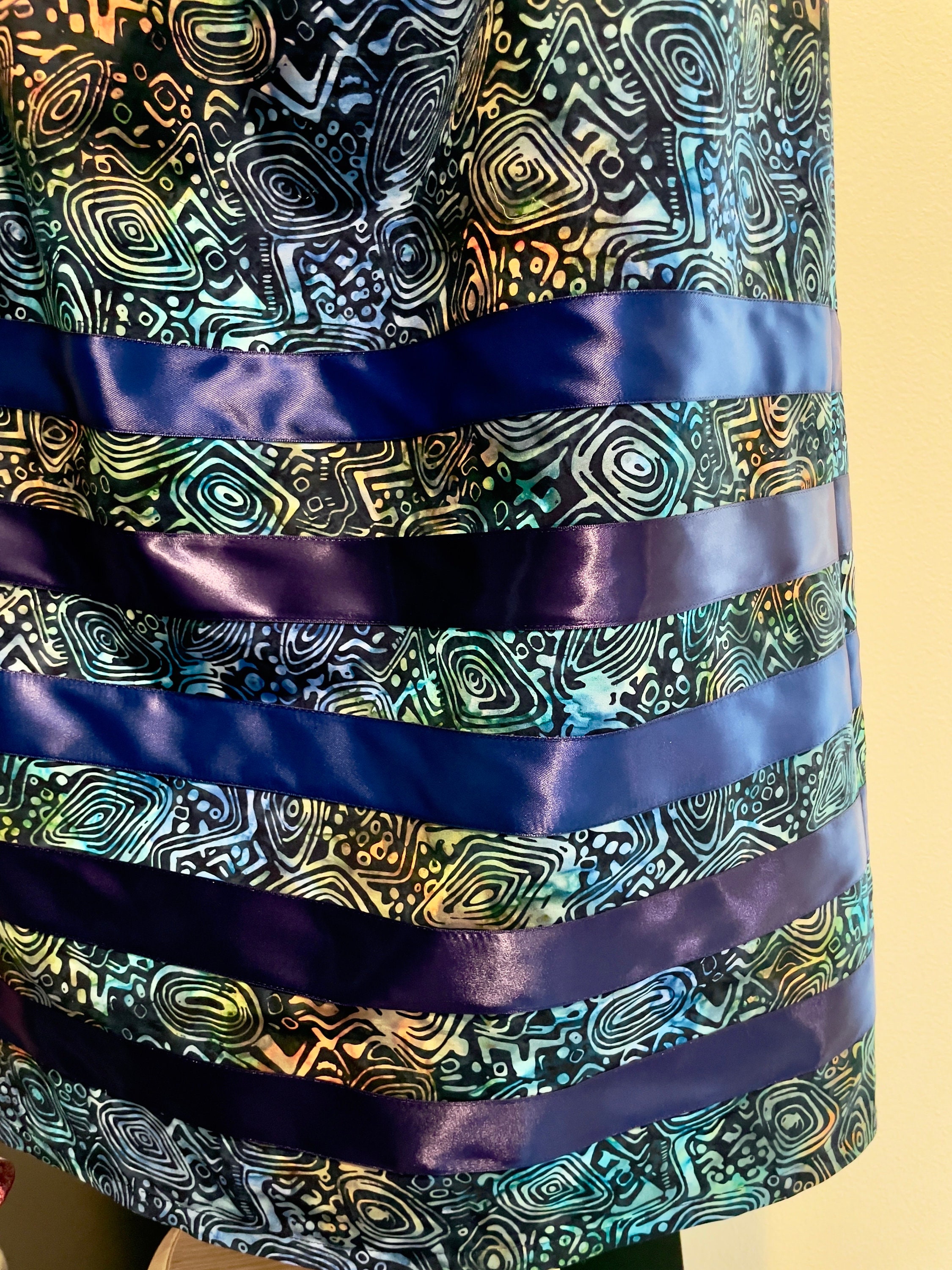 Sky Dancer Batik Spiral Design Blue Ribbon Skirt by Snow Lizard - Etsy