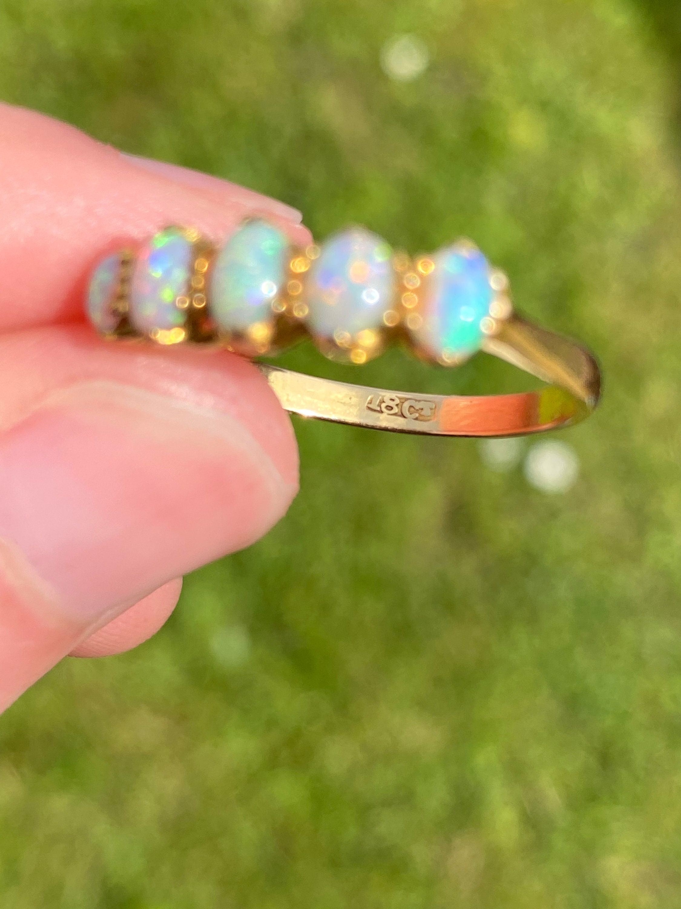 Antique 18ct Yellow Gold Five Stone Opal Ring - Etsy