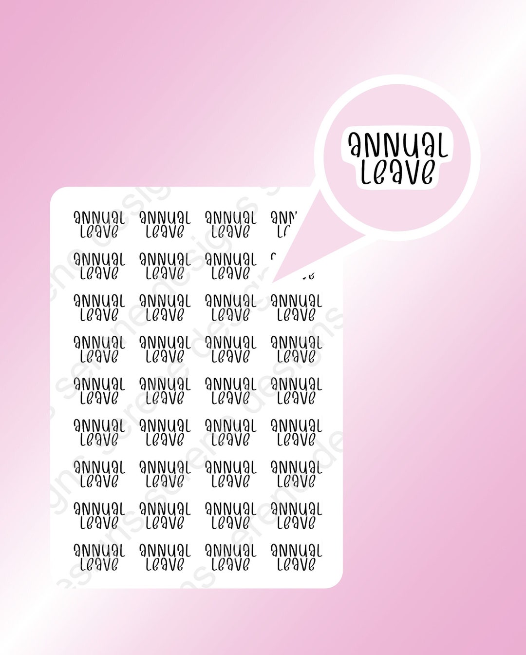 Annual Leave Sticker Sheet - Etsy