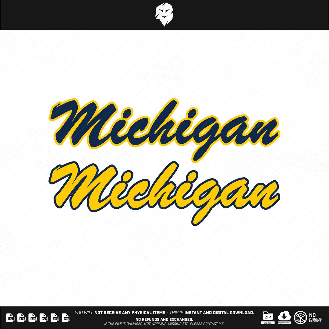 Michigan Script Vector (ai, Eps, SVG), PDF, and Image (jpg, Png) - Etsy