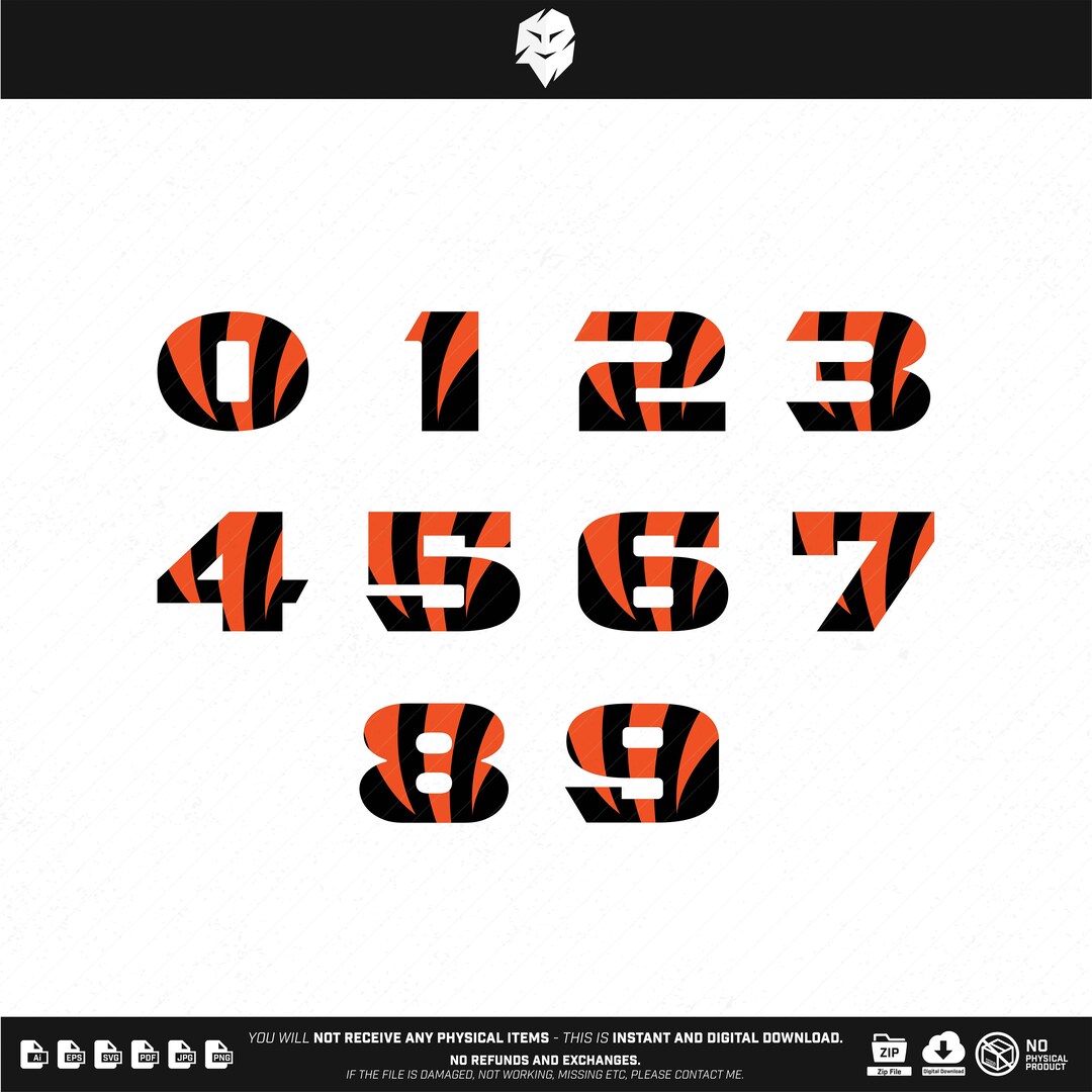 Bengals 0-9 Vector (ai, Eps, SVG), PDF, and Image (jpg, Png) - Etsy