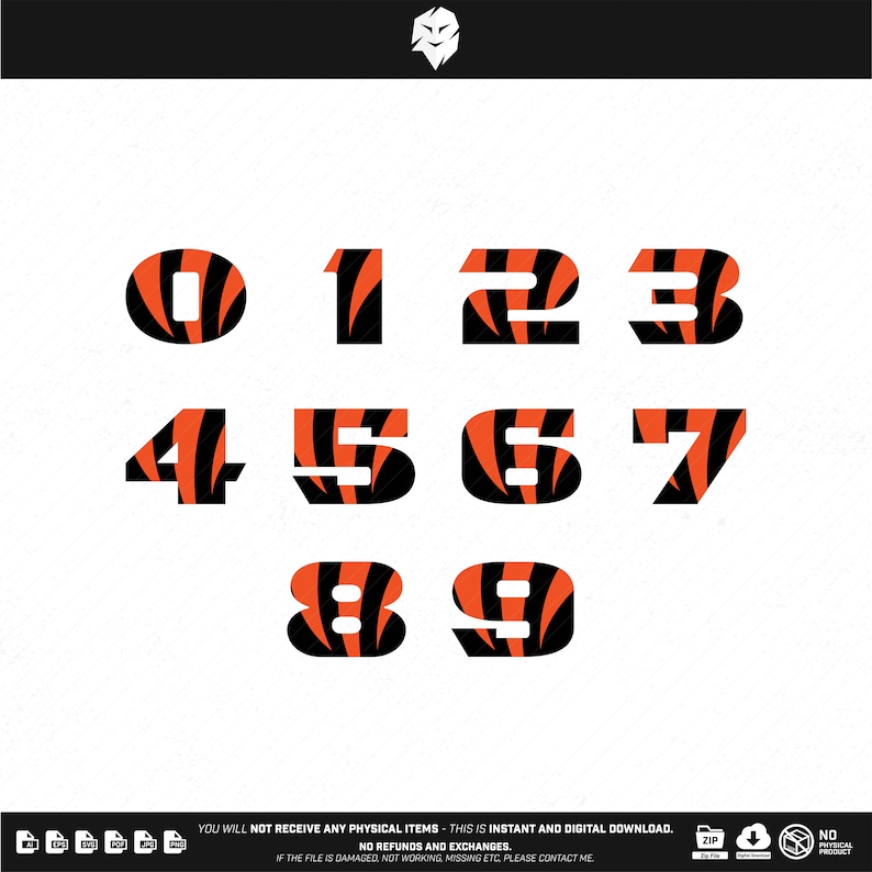 Bengals 0-9 Vector (ai, Eps, SVG), PDF, and Image (jpg, Png) - Etsy