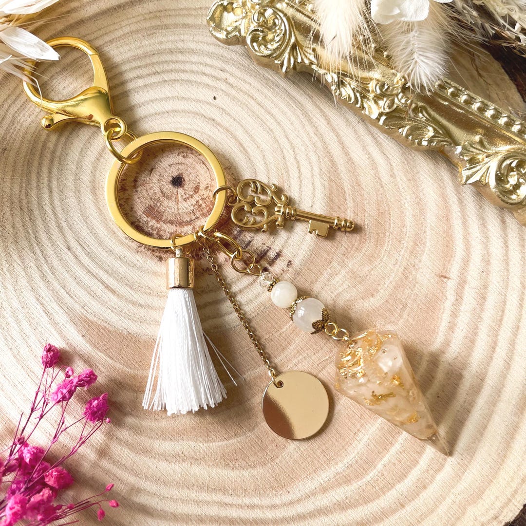 Moonstone Pendulum Keychain Encased in Resin, a Magical Talisman to ...