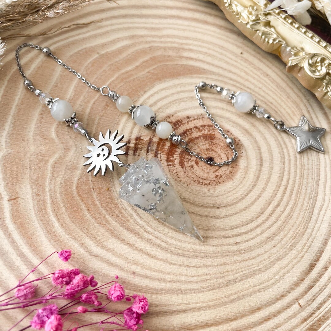 Divination Pendulum Made of Resin and White Moonstone, Dowsing and ...