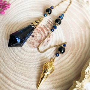 Gothic Gilded and Blue Obsidian Divinatory Pendulum, Resin Pendulum ...