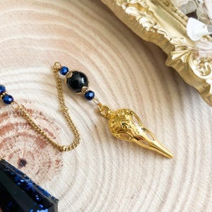 Gothic Gilded and Blue Obsidian Divinatory Pendulum, Resin Pendulum ...