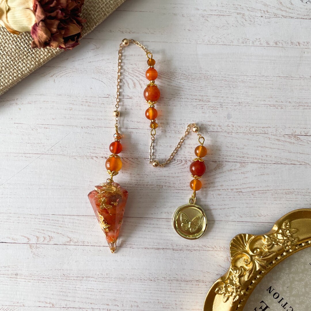 Divination Pendulum in Natural Carnelian, Pretty Orange Stone ...