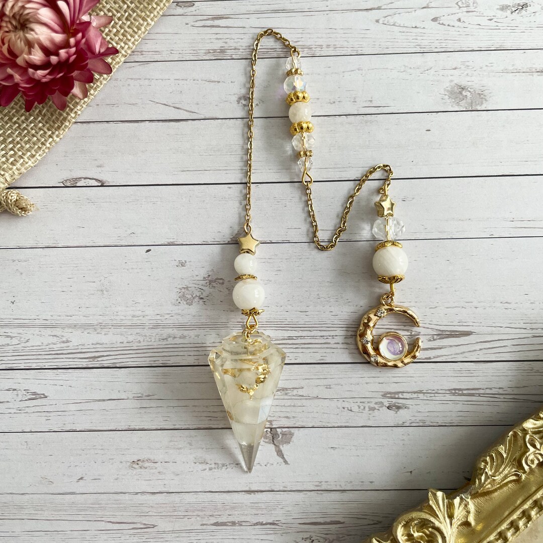 Moonstone Divinatory Pendulum, Natural Stones and Pearls, Pretty ...