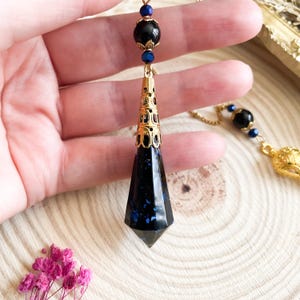 Gothic Gilded and Blue Obsidian Divinatory Pendulum, Resin Pendulum ...