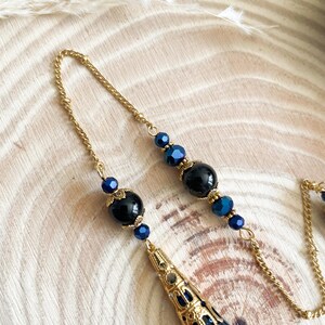 Gothic Gilded and Blue Obsidian Divinatory Pendulum, Resin Pendulum ...