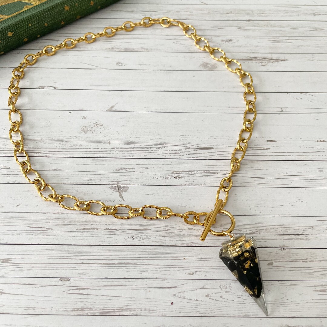 Natural Stone Dowsing Divinatory Pendulum Necklace, Handcrafted ...