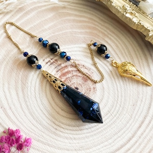 Gothic Gilded and Blue Obsidian Divinatory Pendulum, Resin Pendulum ...