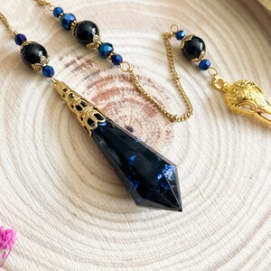 Gothic Gilded and Blue Obsidian Divinatory Pendulum, Resin Pendulum ...