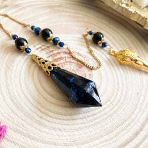 Gothic Gilded and Blue Obsidian Divinatory Pendulum, Resin Pendulum ...