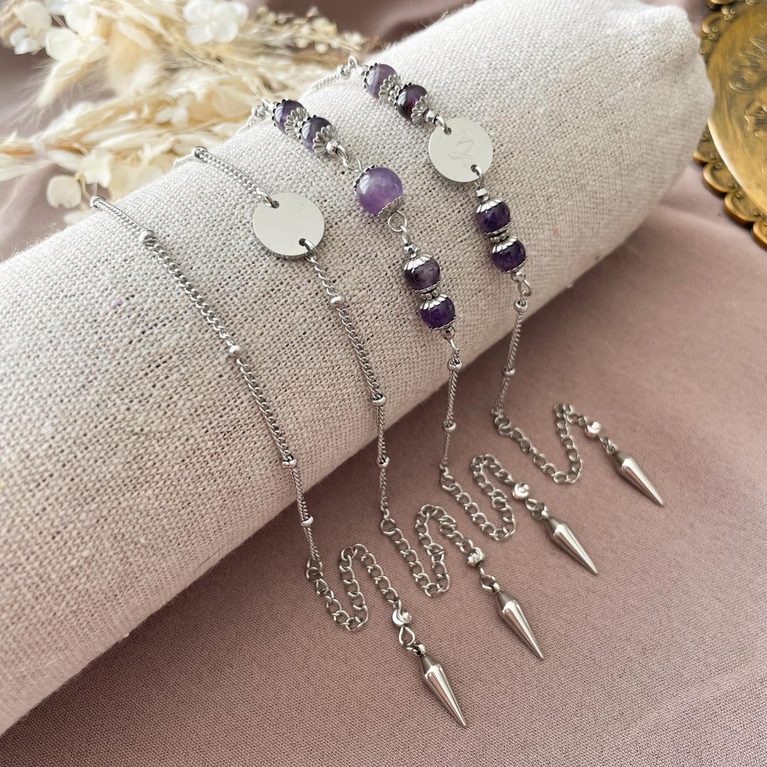 Customizable Divination Pendulum Bracelet, Natural Beads, Discreet ...