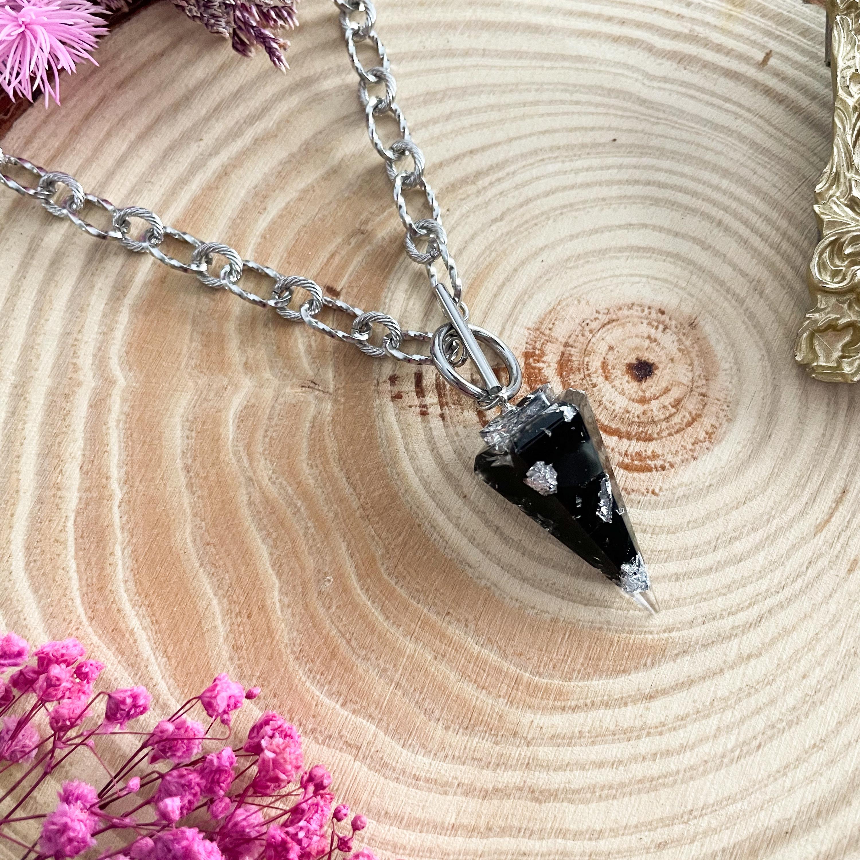 Natural Stone Dowsing Divinatory Pendulum Necklace, Handcrafted ...