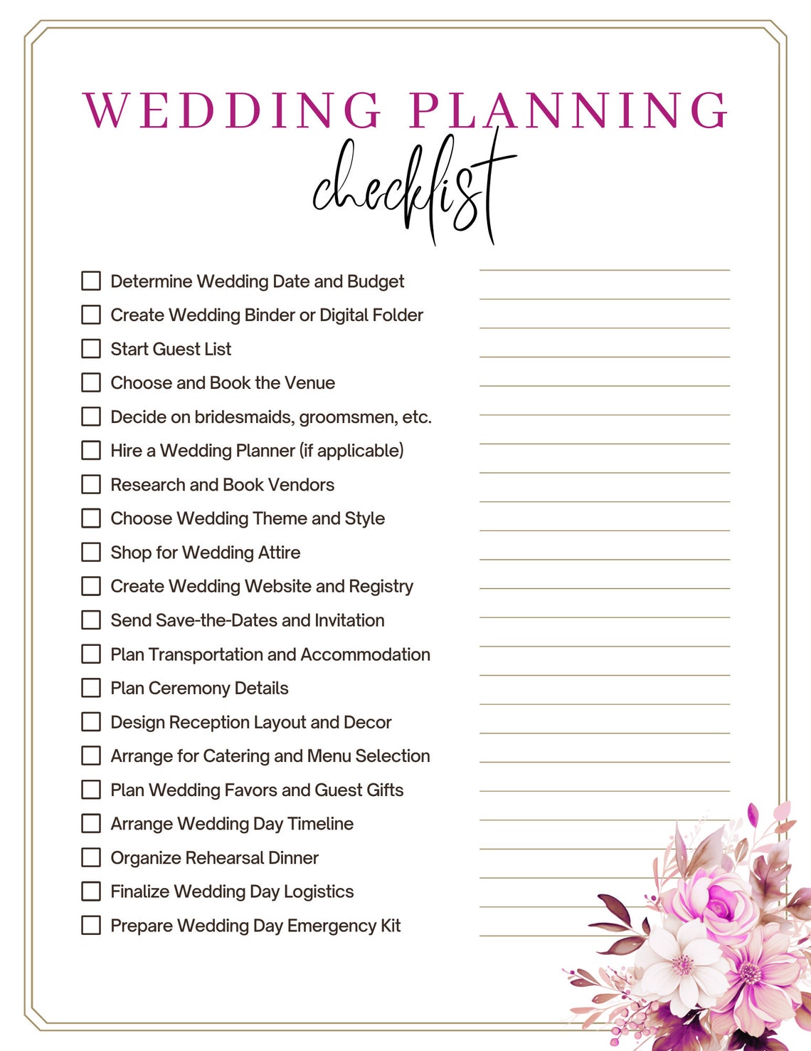 Wedding Organizer, Wedding Checklist, Wedding Timeline, Wedding Plan ...