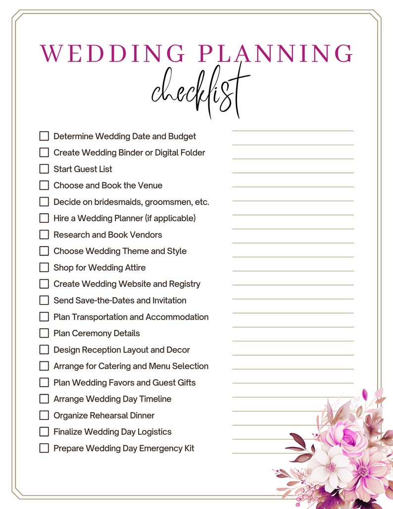 Wedding Organizer, Wedding Checklist, Wedding Timeline, Wedding Plan ...