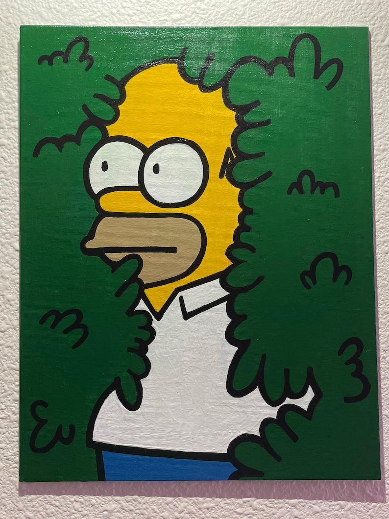 Homer Simpson Bush Canvas - Etsy