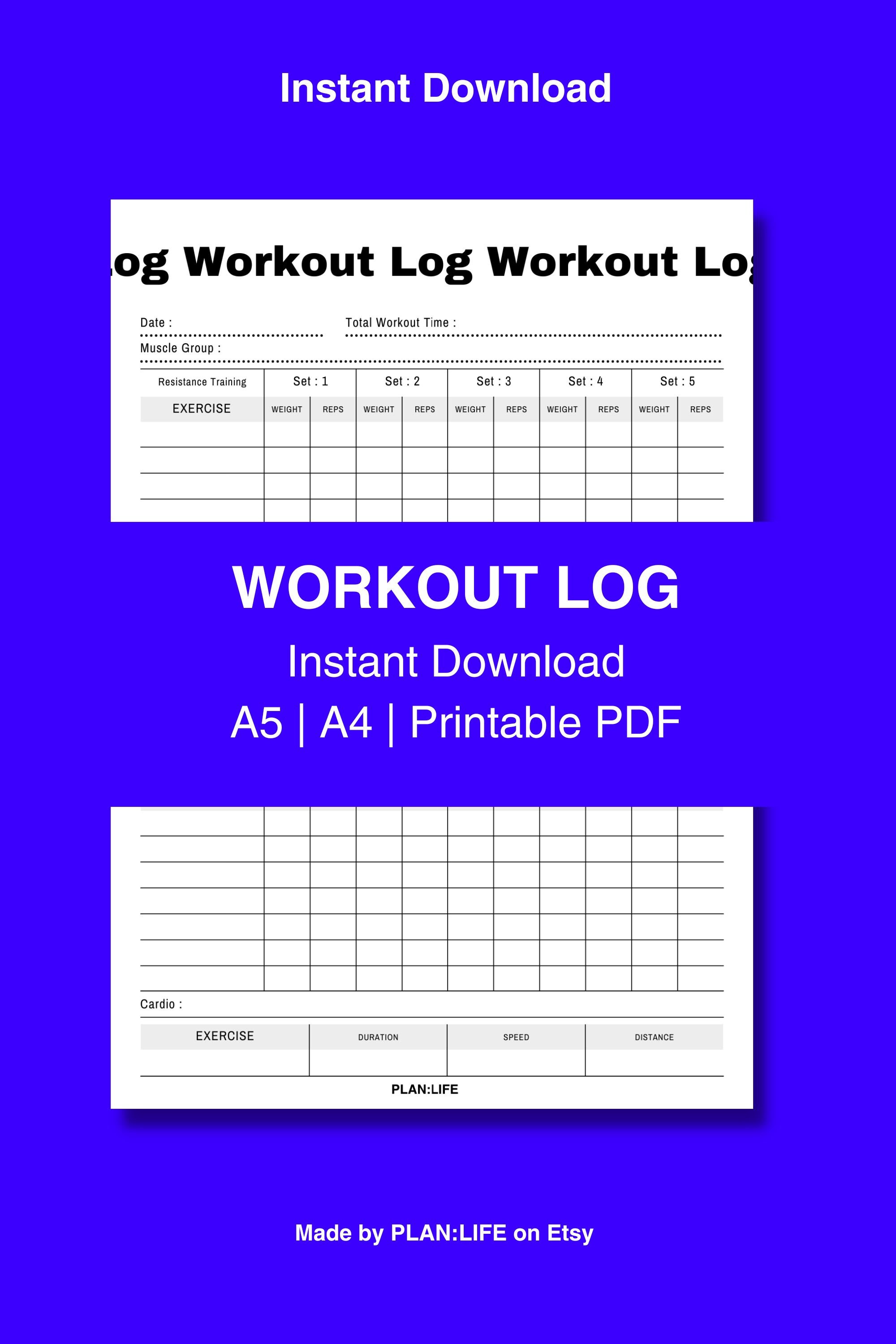 Workout Schedule Printable Fitness Journal Workout Tracker - Etsy
