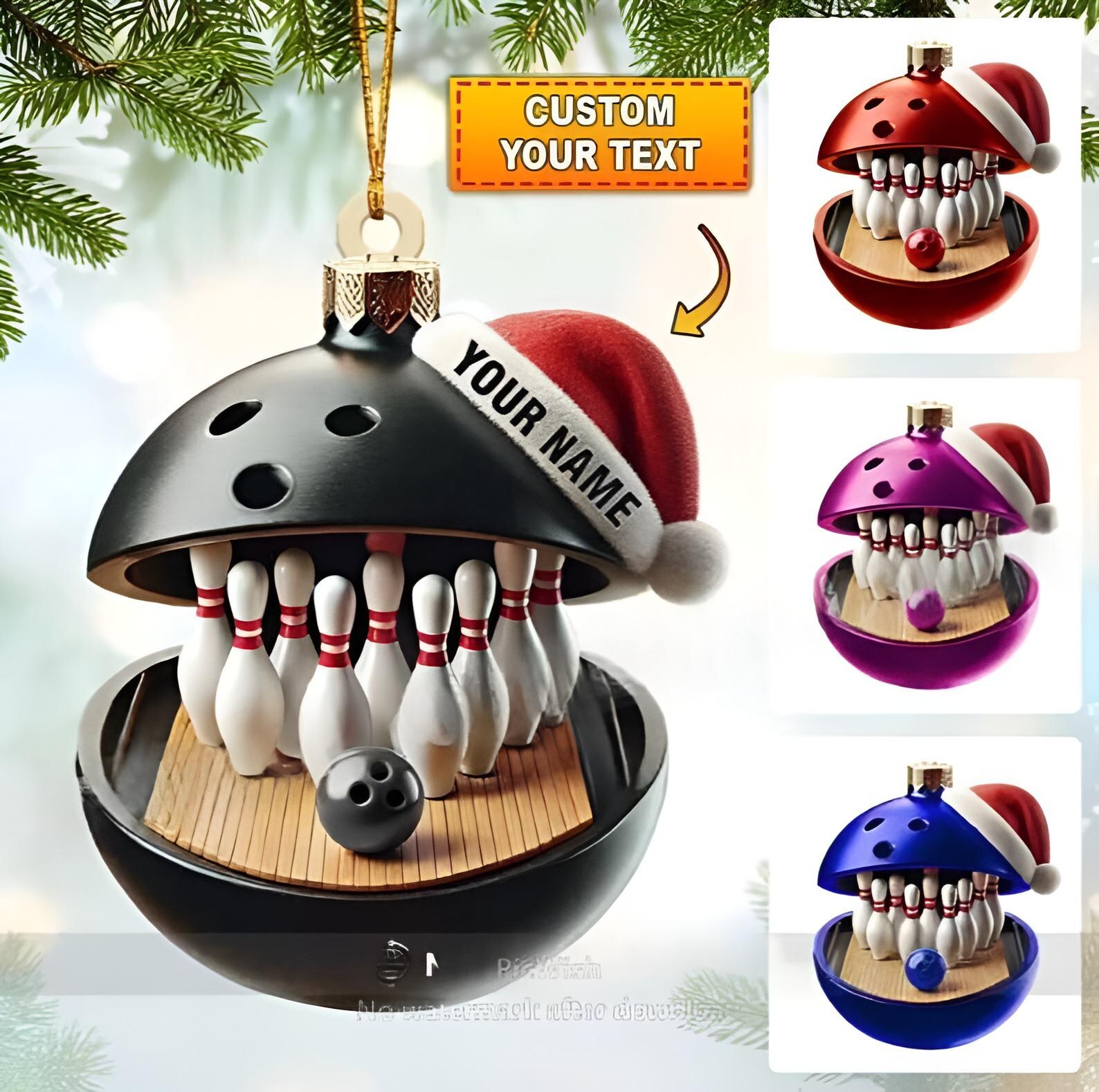 Funny Bowling 2D Flat Acrylic Ornament With Custom Name, Personalized ...