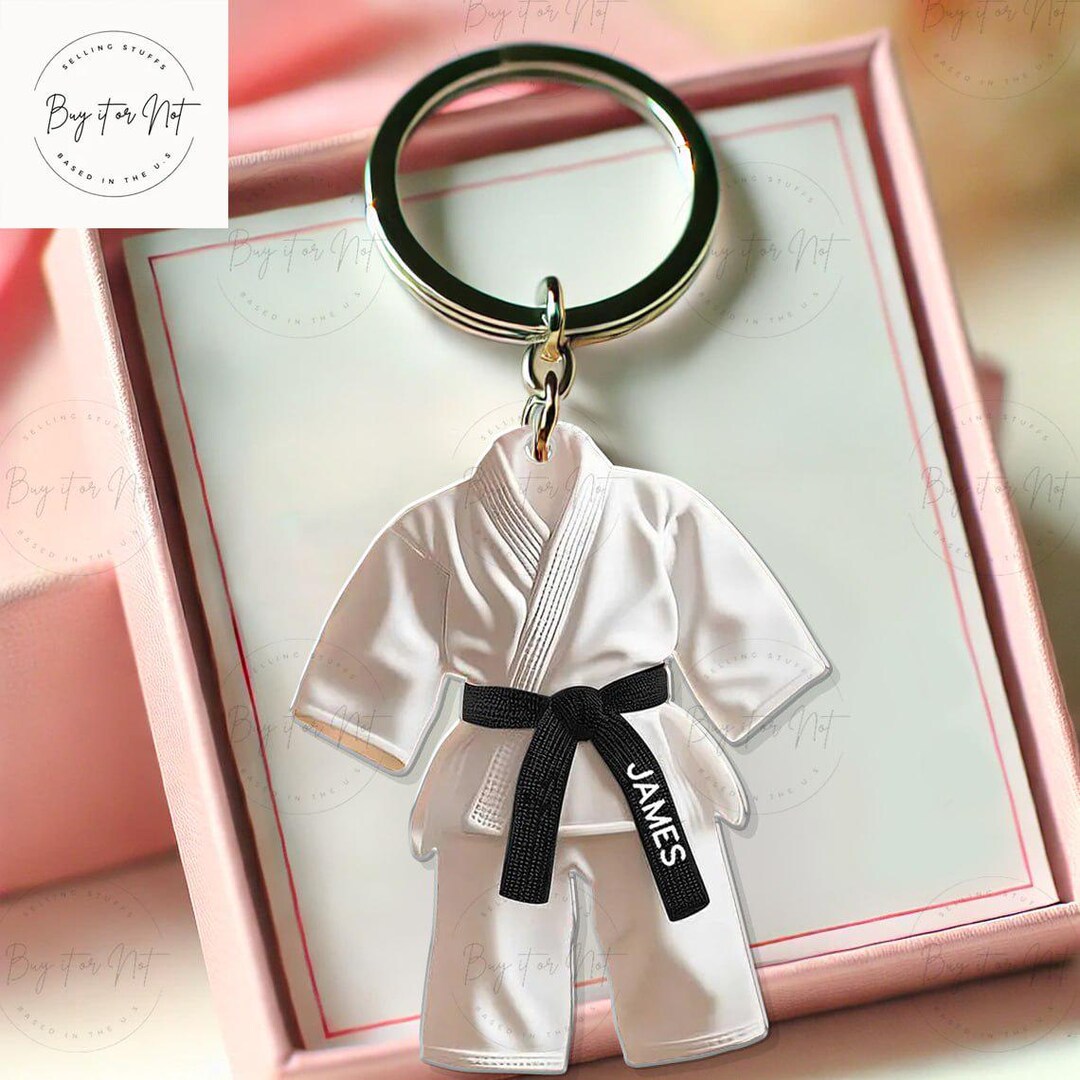 Personalized Black Belt Keychain, Gift for Martial Arts Karate Jiu ...
