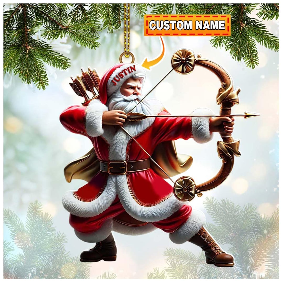 Personalized Santa Claus Archery Christmas Tree Ornament, Christmas ...