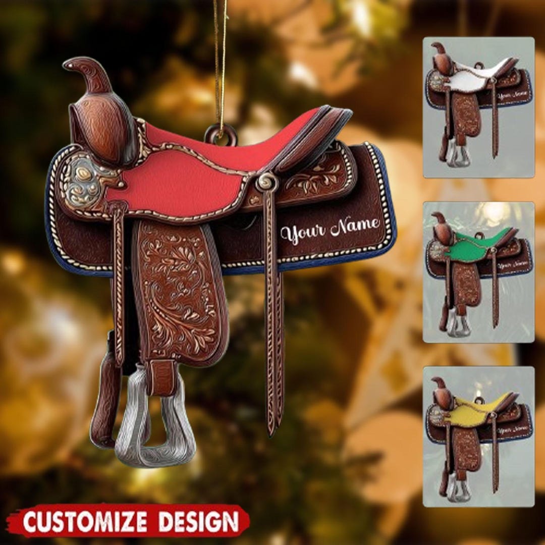 Personalized Western Horse Saddle 2D Acrylic Ornament, Custom Cowboy ...