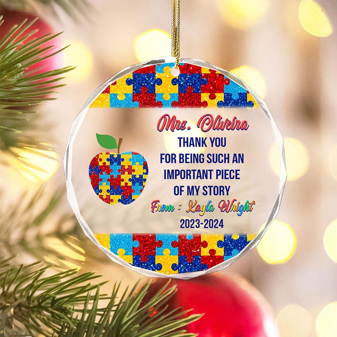 Custom Thank You for Being Part of My Story Autism Glass Ornament ...