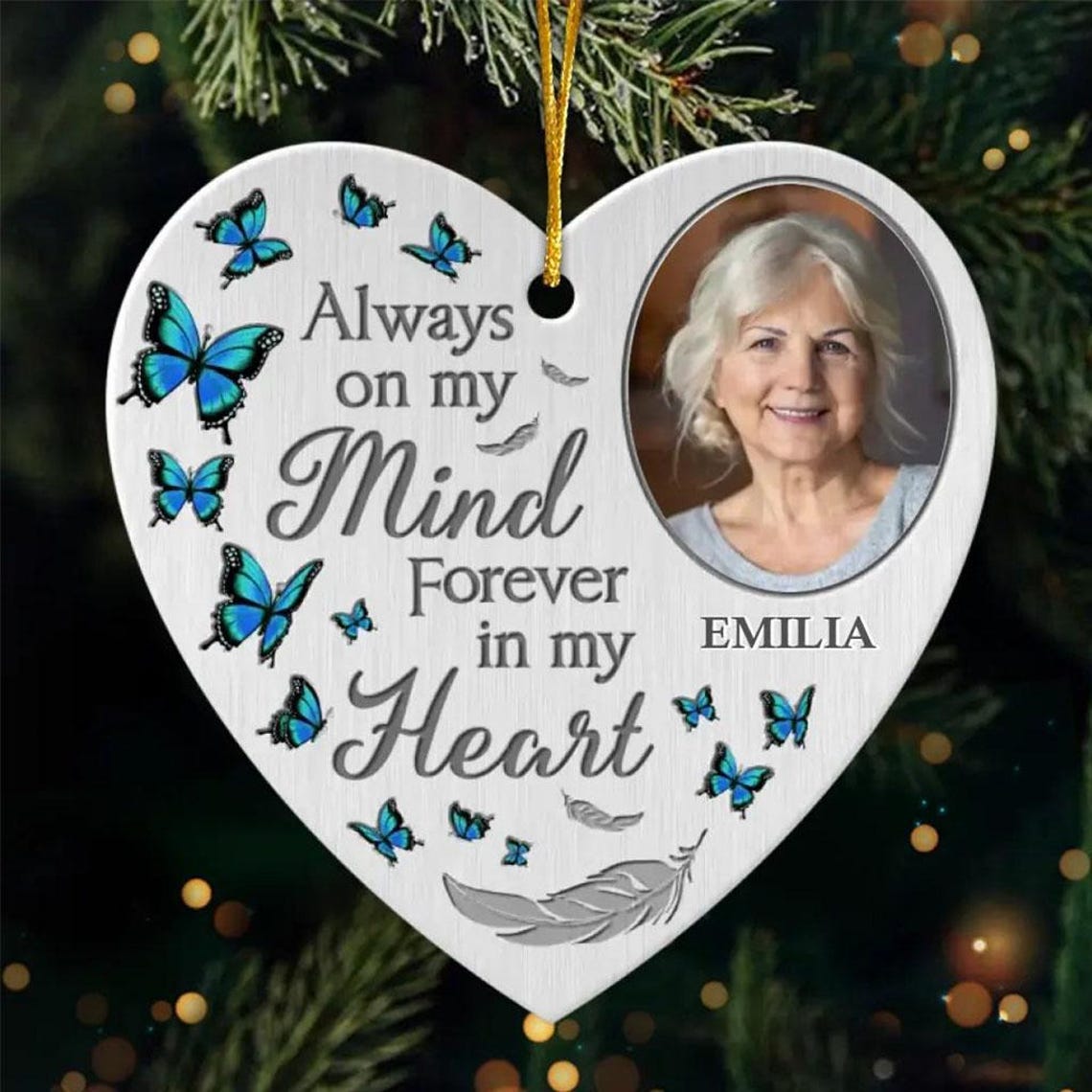 Custom Photo Always on My Mind Forever in My Heart Ornament, Memorial ...