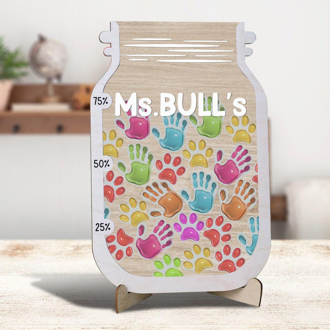 Personalized Hand and Paw Print Tokens Reward Jar, Colorful Classroom ...