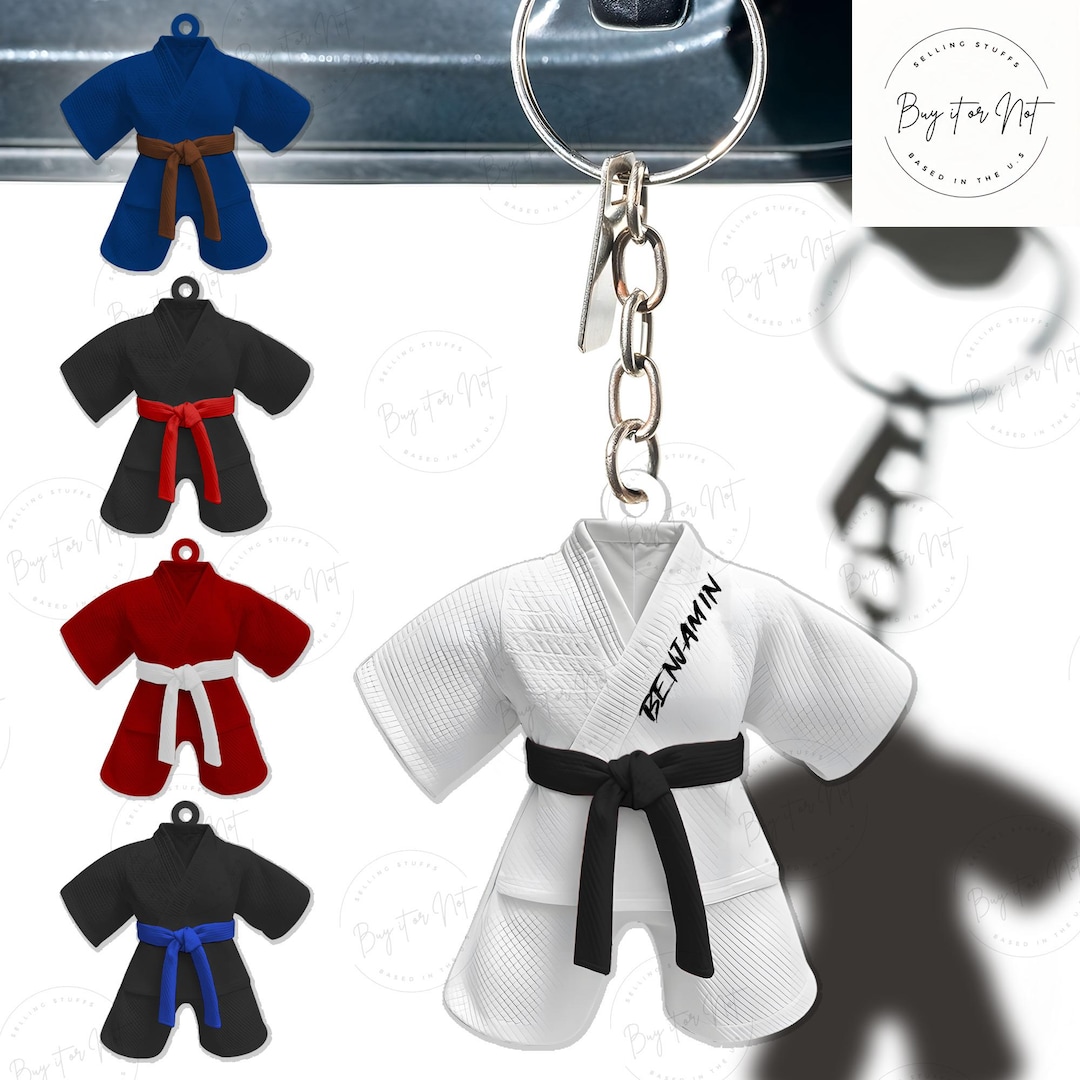 Custom Black Belt Kid Uniform Keychain, Personalized Karate Keychain ...