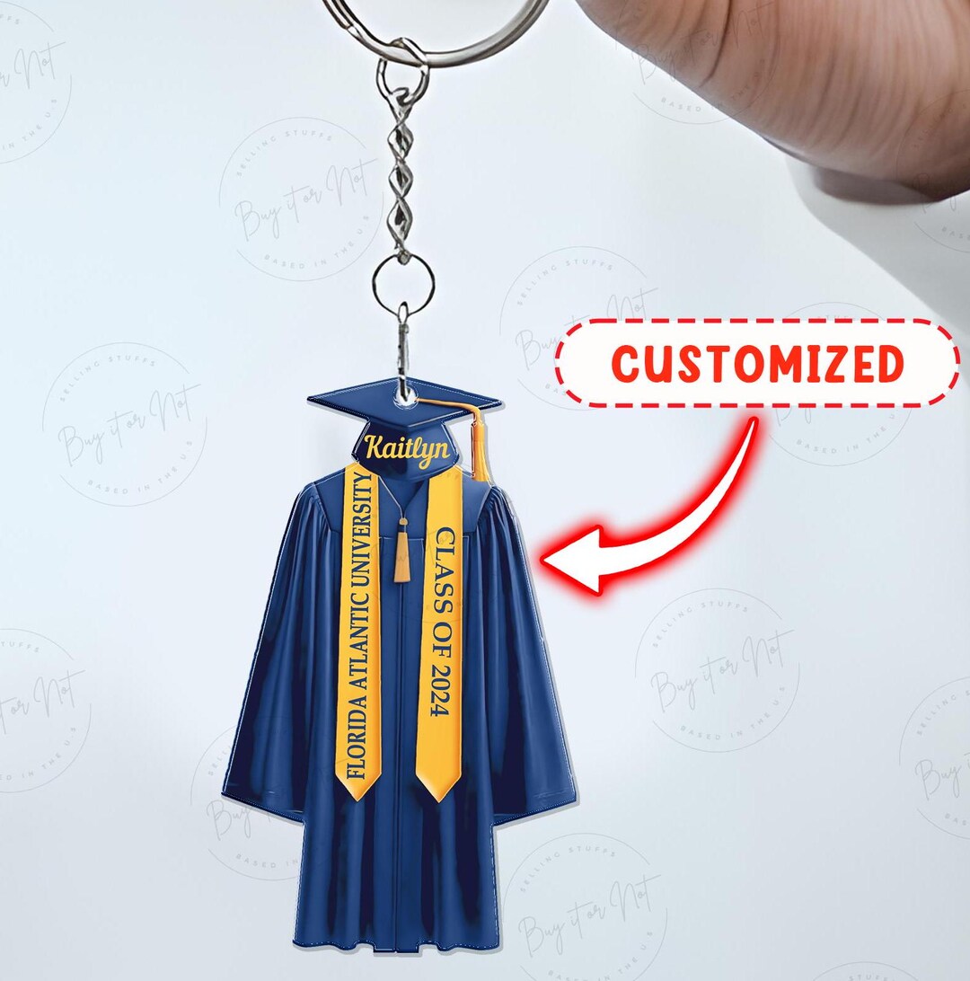 Personalized Graduation Cape Acrylic Keychain, Graduation Keychain ...