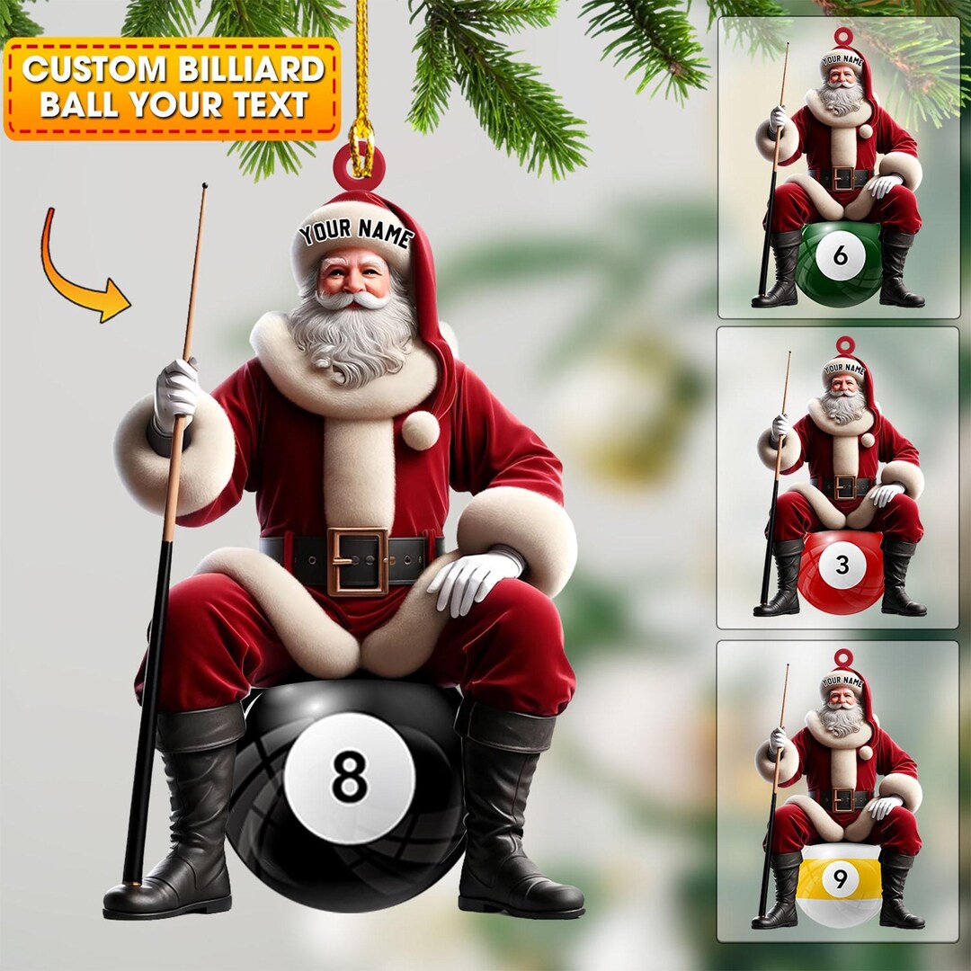 Personalized Billiard Santa Christmas Ornament, Christmas Gift for ...