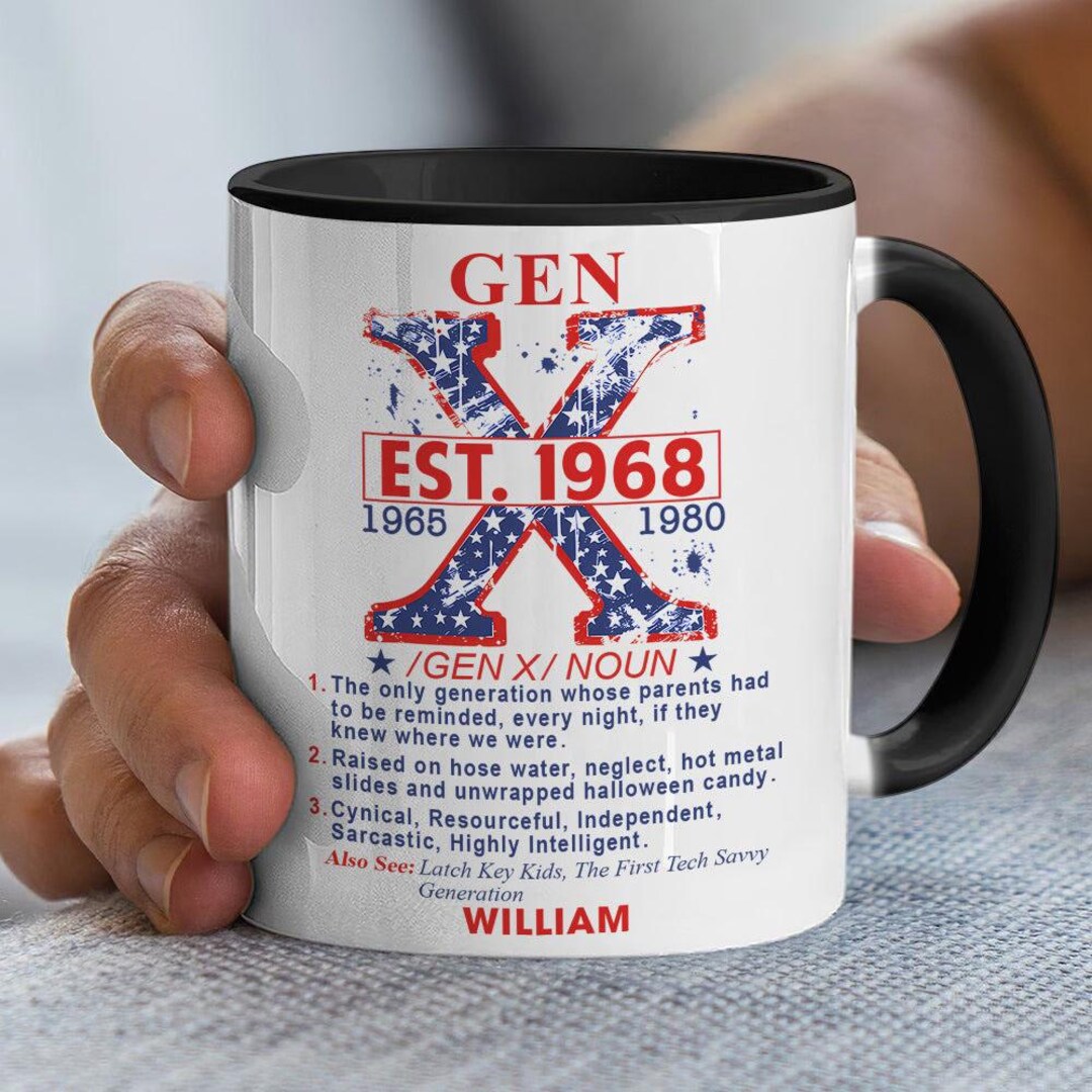 Personalized Gen X Accent Mug, Generation X Accent Mug Gift, 1965-1980 ...
