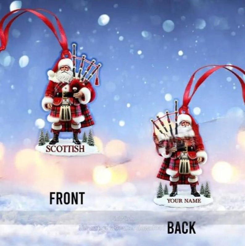 Custom Scotland Santa Ornament With Bagpipes, Personalized Name ...