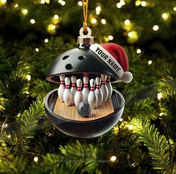 Funny Bowling 2D Flat Acrylic Ornament With Custom Name, Personalized ...