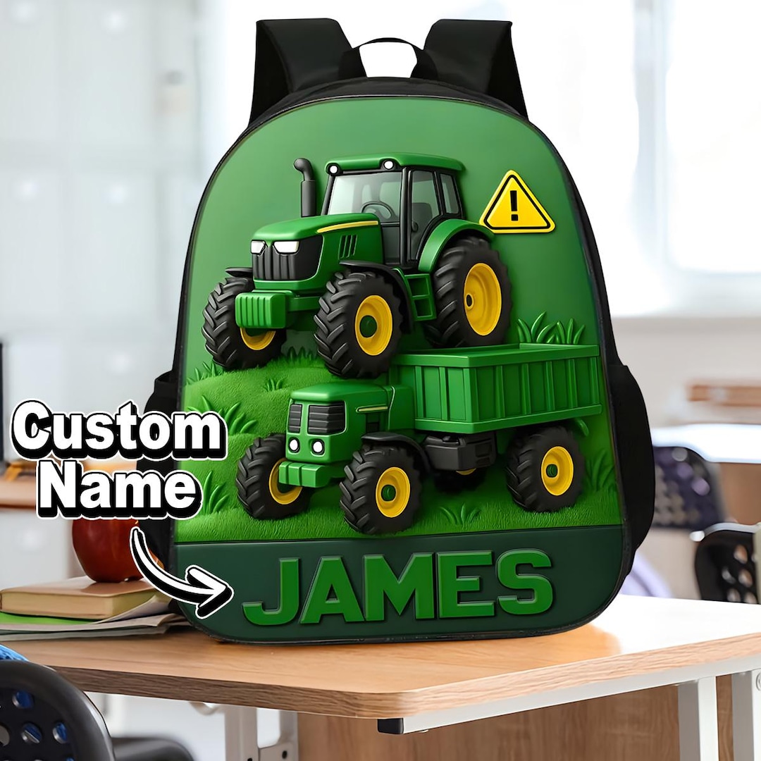 Personalized Kids Backpack, Excavator Truck Back to School Backpack ...